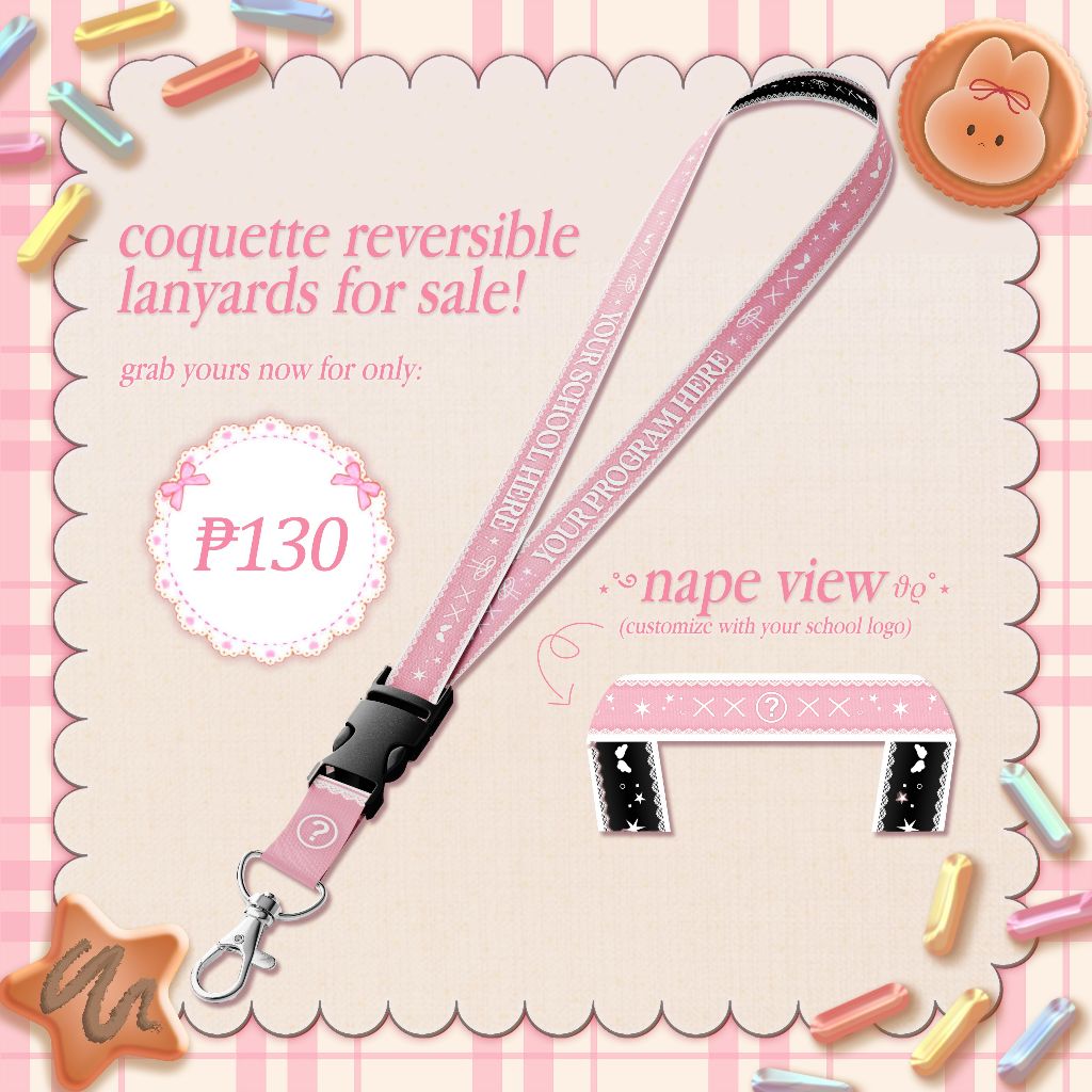 Coquette Pink Lace ID Lanyard - ( Customizable Name, Color, and Program ...