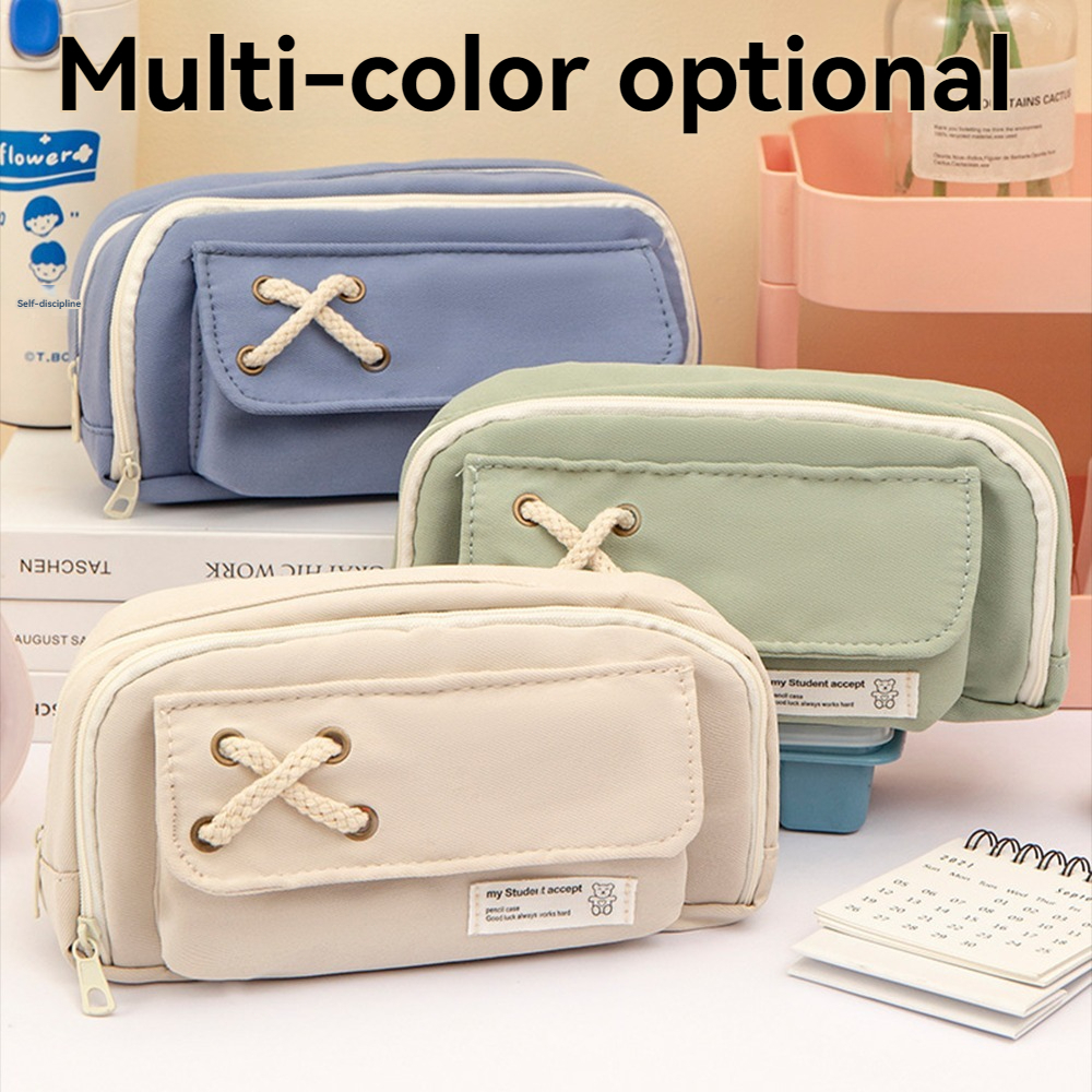 3 Layer Large Capacity Pencil Box Simple Foldable Pencil Bag Marking ...