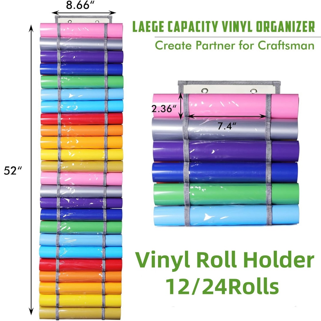 Vinyl Roll Holder 12/14Rolls PVC Vinyl Storage Rack Wall Mount/Hanging ...