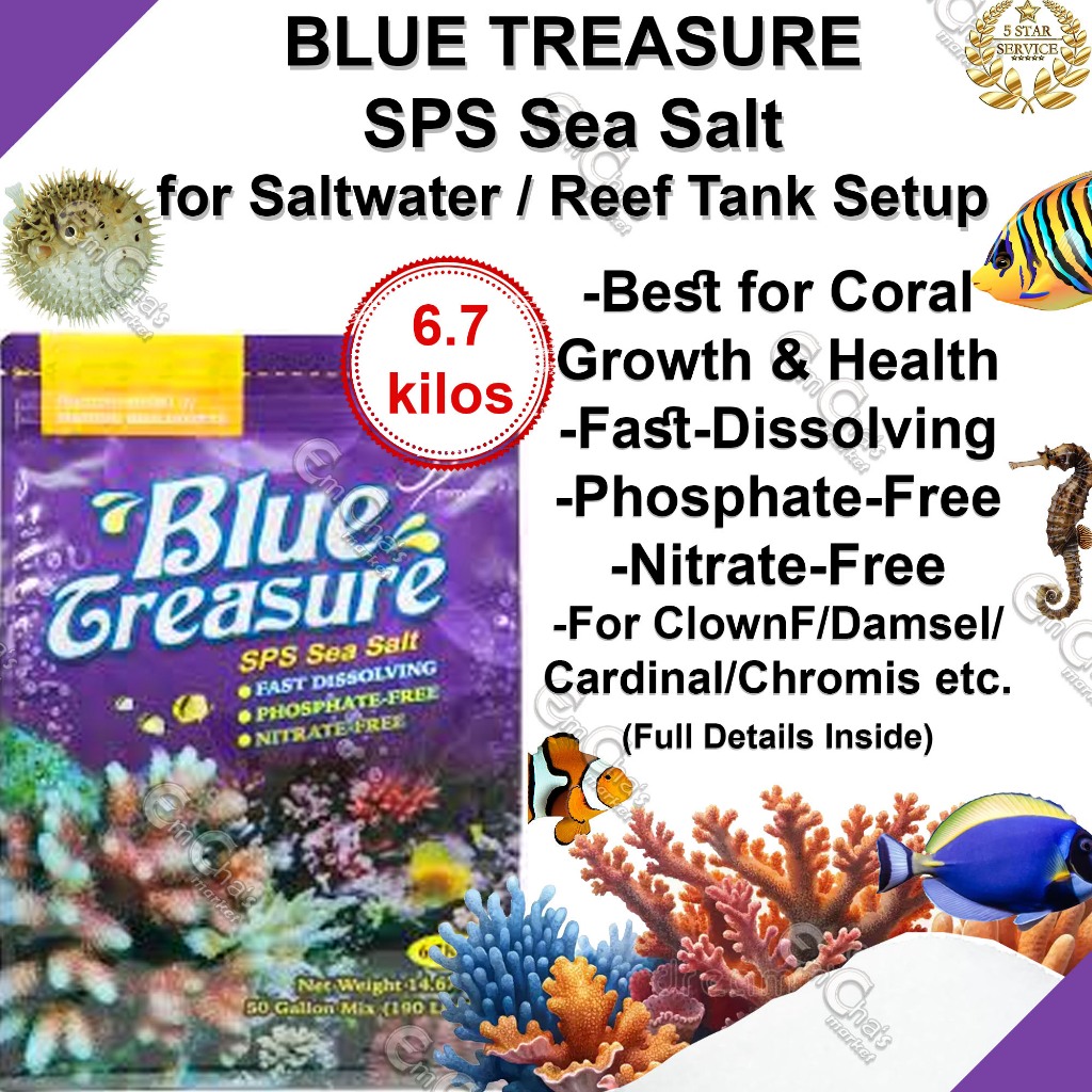 Blue Treasure 6.7kgs SPS Sea Salt for Saltwater/Reef Tank Setup JTC ...