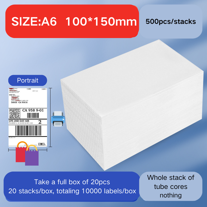 Waybill Sticker FOLD TRIPLE PROOF A6 500pcs 100x150mm Thermal Barcode ...