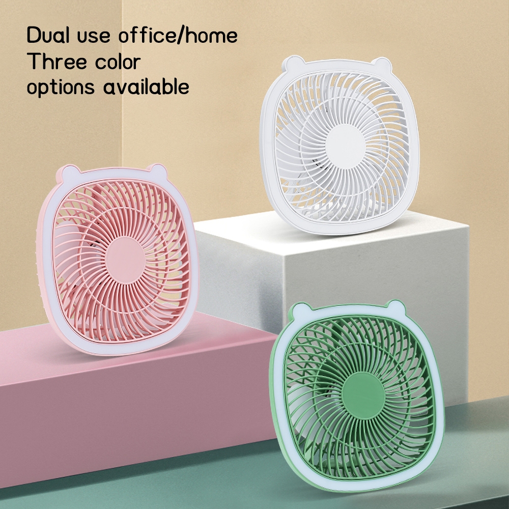 Portable Desktop Fan Mini USB Charging Table Night Light Fan ...