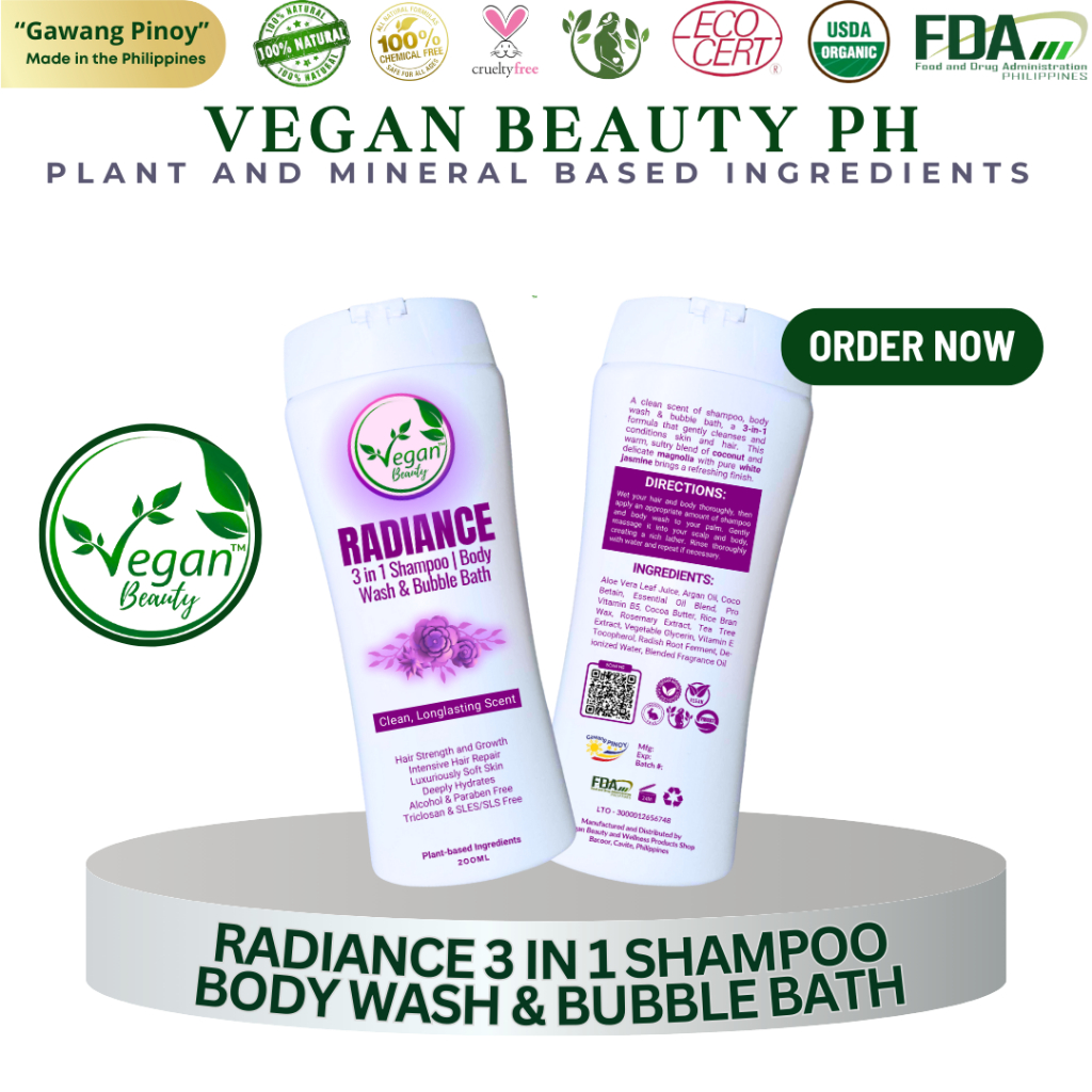 Radiance 3 in 1 Shampoo - Body Wash & Bubble Bath -200ml VB | Shopee ...