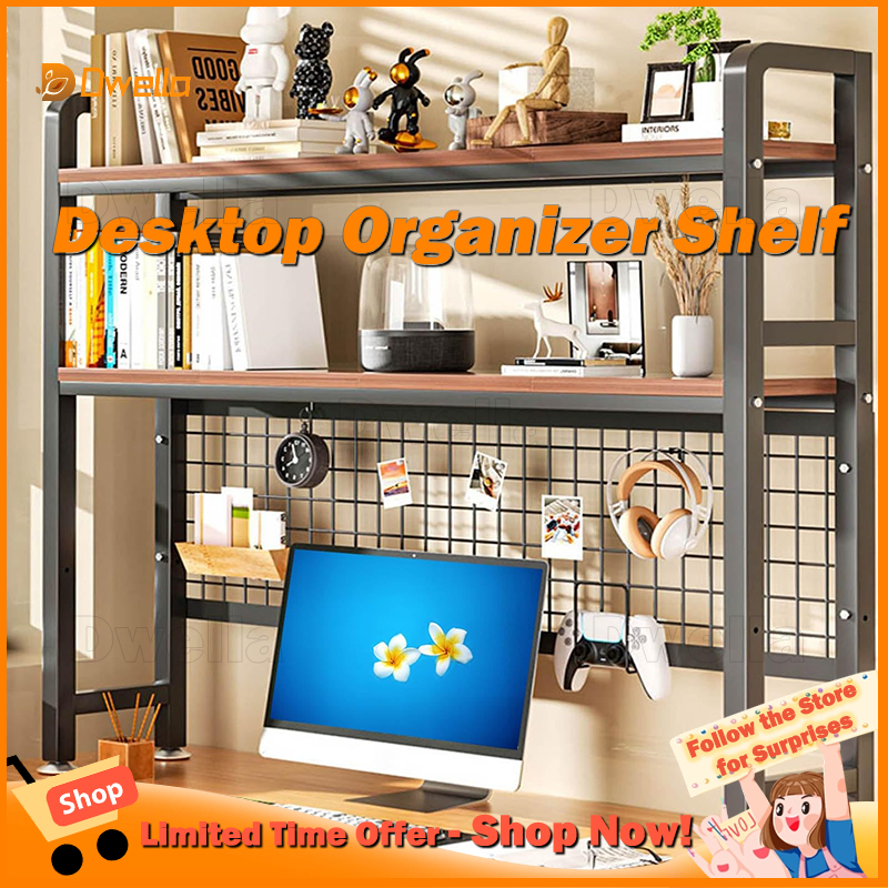 Desktop Organizer Rack Bookshelf for Computer Desk,2-Tier Multipurpose ...