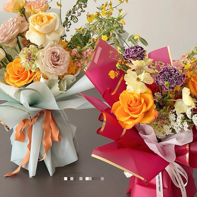 20pcs Flower Wrapping Paper with Gold Edge Jelly Color For Flower ...