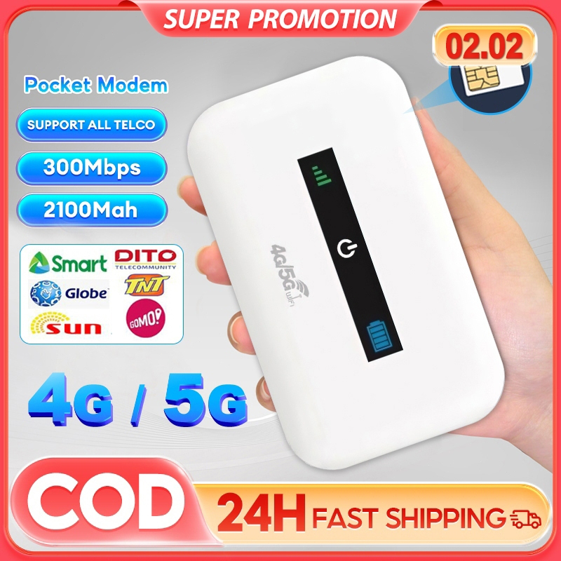 Pocket WiFi Router for Travel with SIM Slot 2100mAh LTE Mobile Modem ...