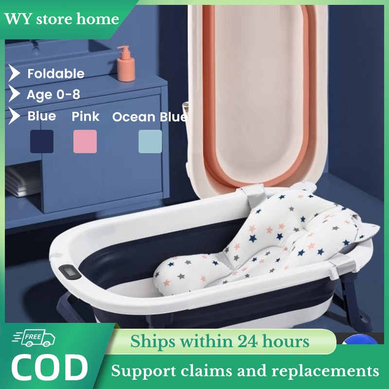 Foldable Baby Bath Tub With Net For Newborn Adjustable Non-Slip Bathtub ...