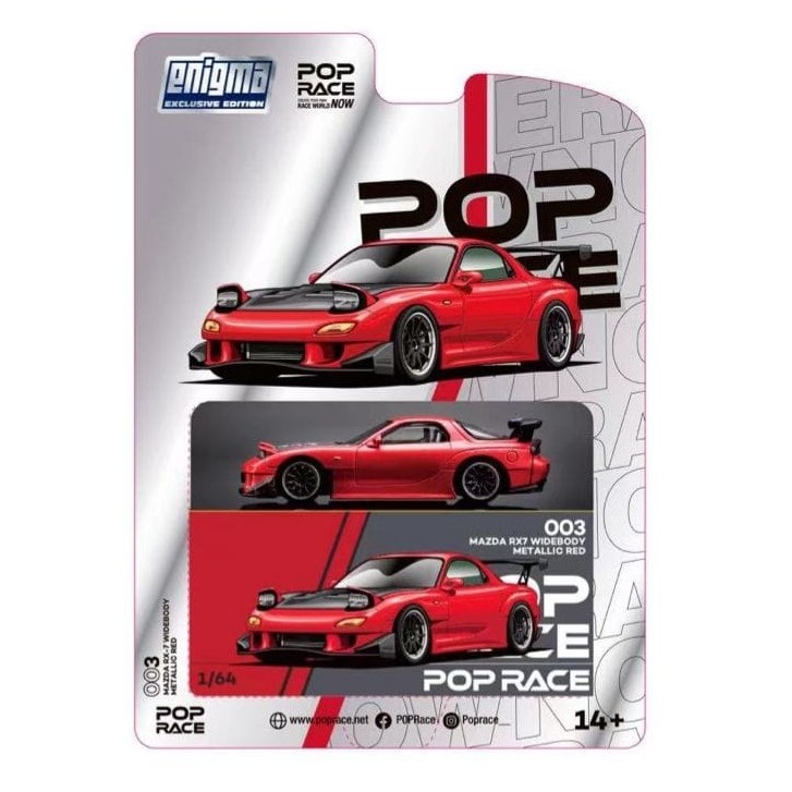 Pop Race 1/64 Mazda RX7 Widebody Metallic Red Blister Version PRE003 ...