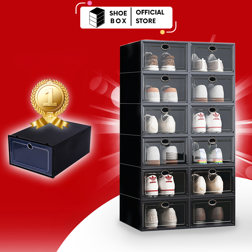 Large Shoe box Hard Plastic Shoe rack storage Organizer Stackable ...