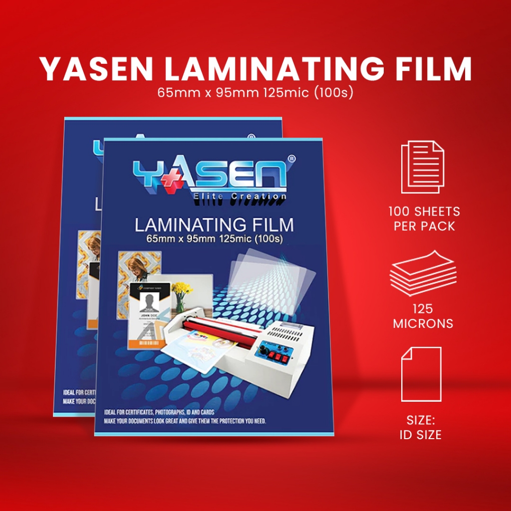 Yasen Laminating Film ID Size 65mm x 95mm 125 Microns (100 Sheets ...