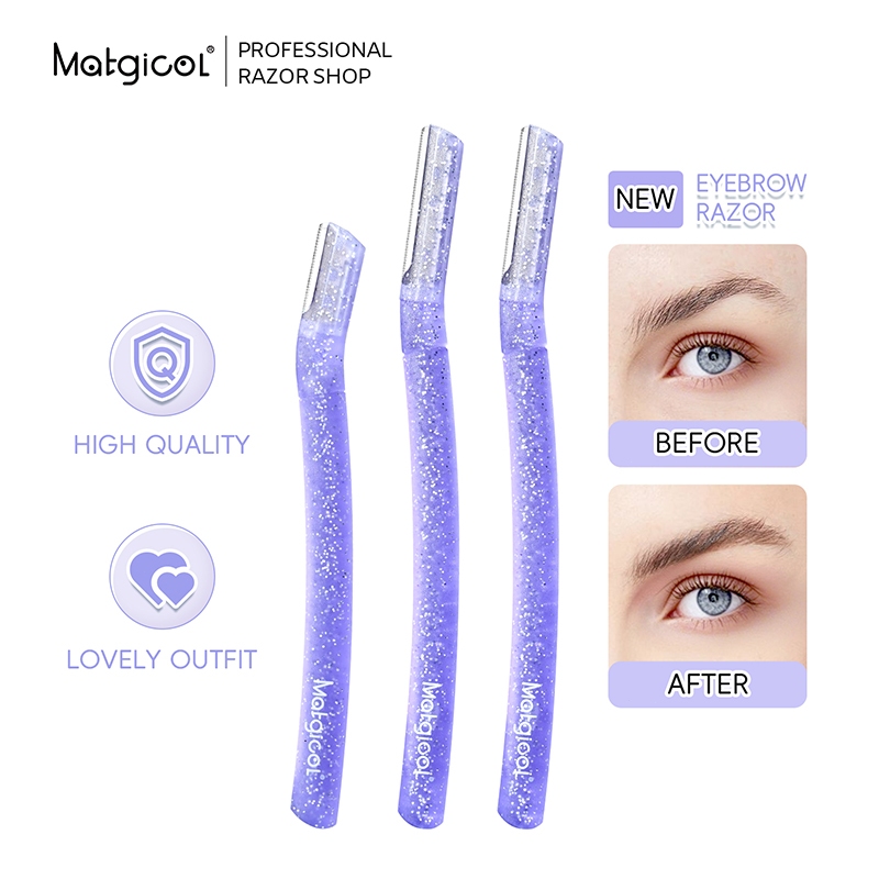 Matgicol 3PCS Eyebrow Trimmer Dreamy Purple Facial Razor Multipurpose ...