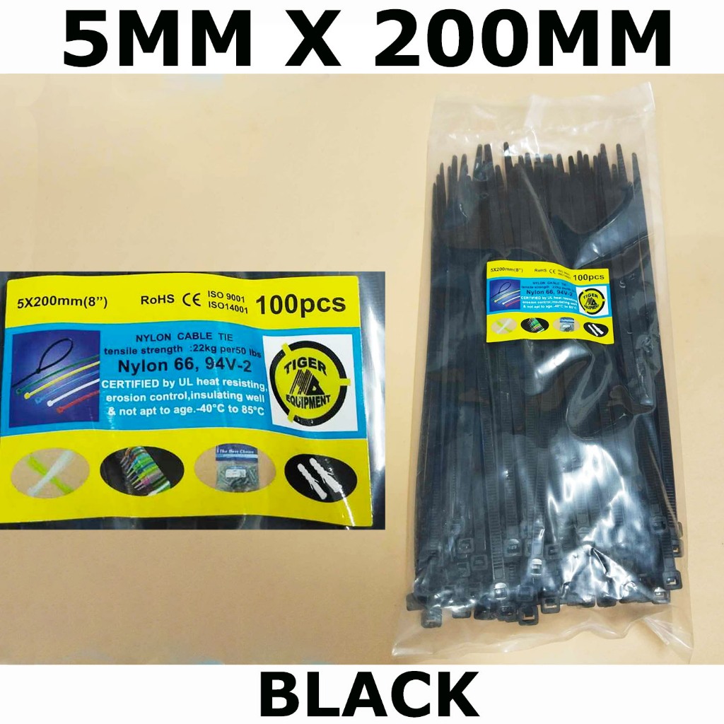 CABLE TIE 5MM X 200MM (8") BLACK COLOR ========================== CABLE ...