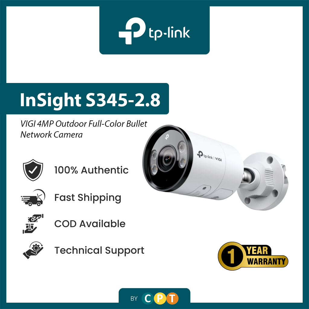 TP-Link VIGI INSIGHT S345 VIGI 4MP Outdoor Full-Color Bullet Network ...