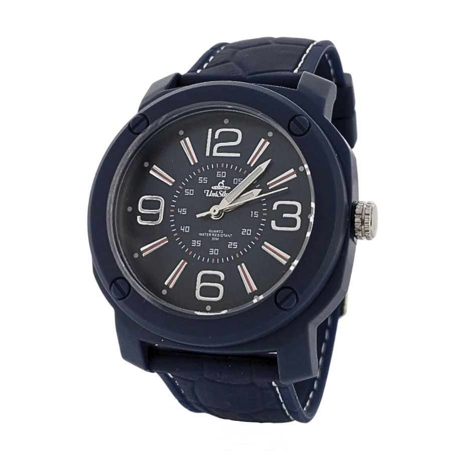 UniSilver TIME Men's Navy Blue / White Analog Rubber Watch KW1884-3017 ...
