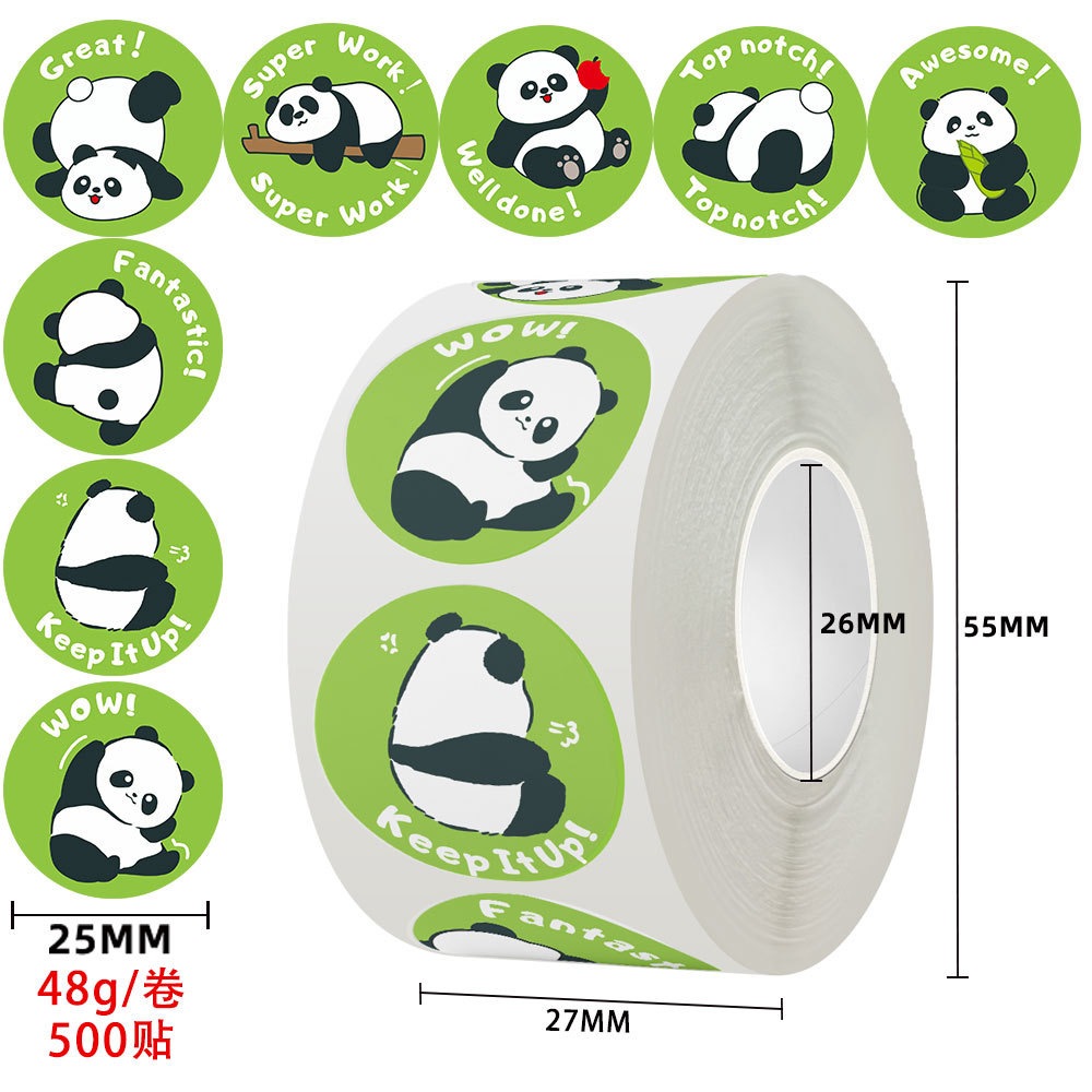 500pcs/roll round panda shape emoticon toys stickers teacher children ...