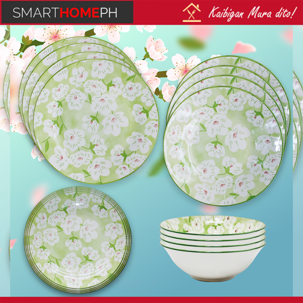 4pcs Set Sakura White Design Porcelain Dinnerware Plate, Bowl (SW ...