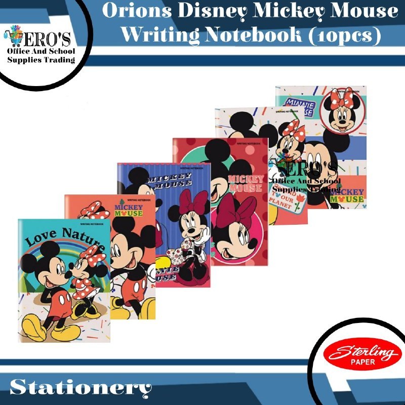 ORIONS Disney Mickey Mouse WRITING NOTEBOOK w/ Plastic Jacket - 80 ...