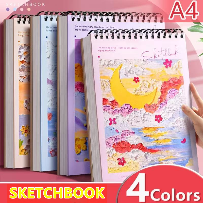 A4 Sketchbook Coil Blank Drawing Book Thicked Sketch Pad Art Painting ...