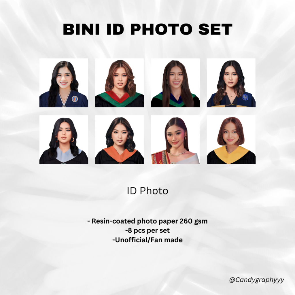 BINI ID Photo Set (Maloi, Colet, Sheena, Gwen, Stacey, Jhoanna, Mikha ...