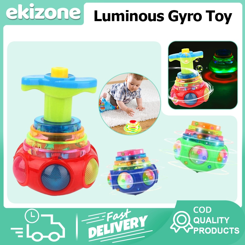 Gyro Tops Multicolor Spining Toy with Launcher Flashing Rotating Lights ...