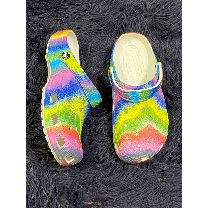 CROCS CLASSIC SPRAY DYE CLOG IN WHITE/MULTI 100% ORIGINAL | Shopee ...