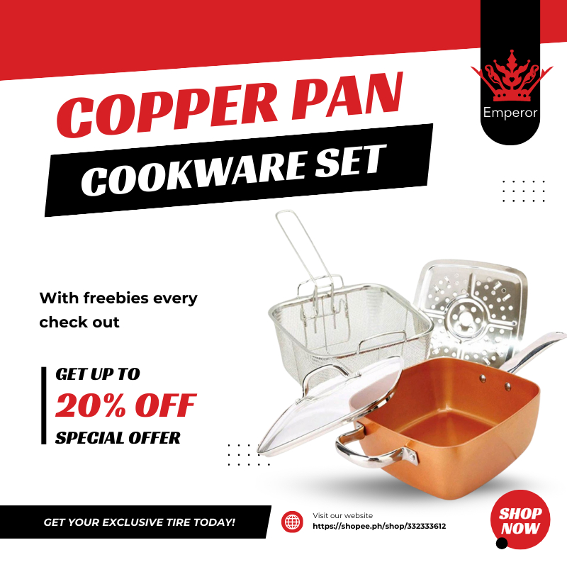 4 in 1 Nonstick Copper Pan Deep Square Pan Non Stick Fry Basket Steamer ...