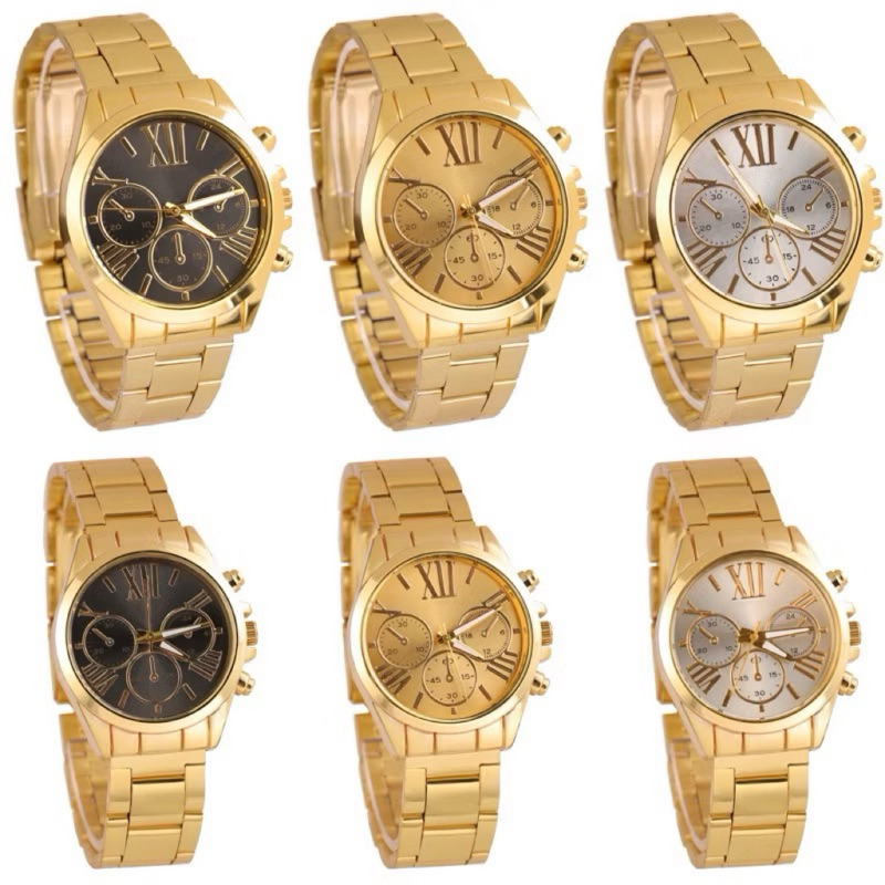 Fashion stainless steel gold silver watch geneva watches relo | Shopee ...