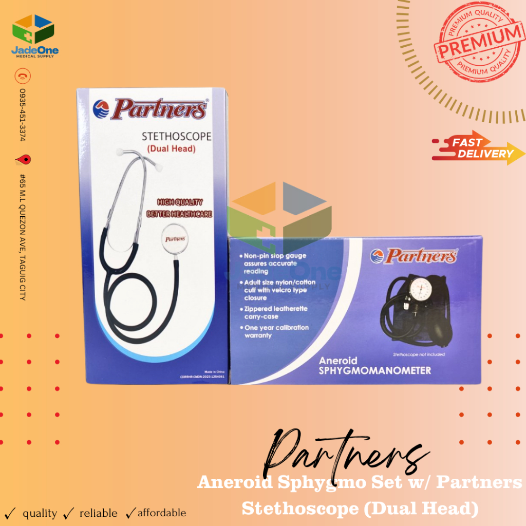 PARTNERS Aneroid Sphygmo Set w/ Partners Stethoscope (Dual Head ...