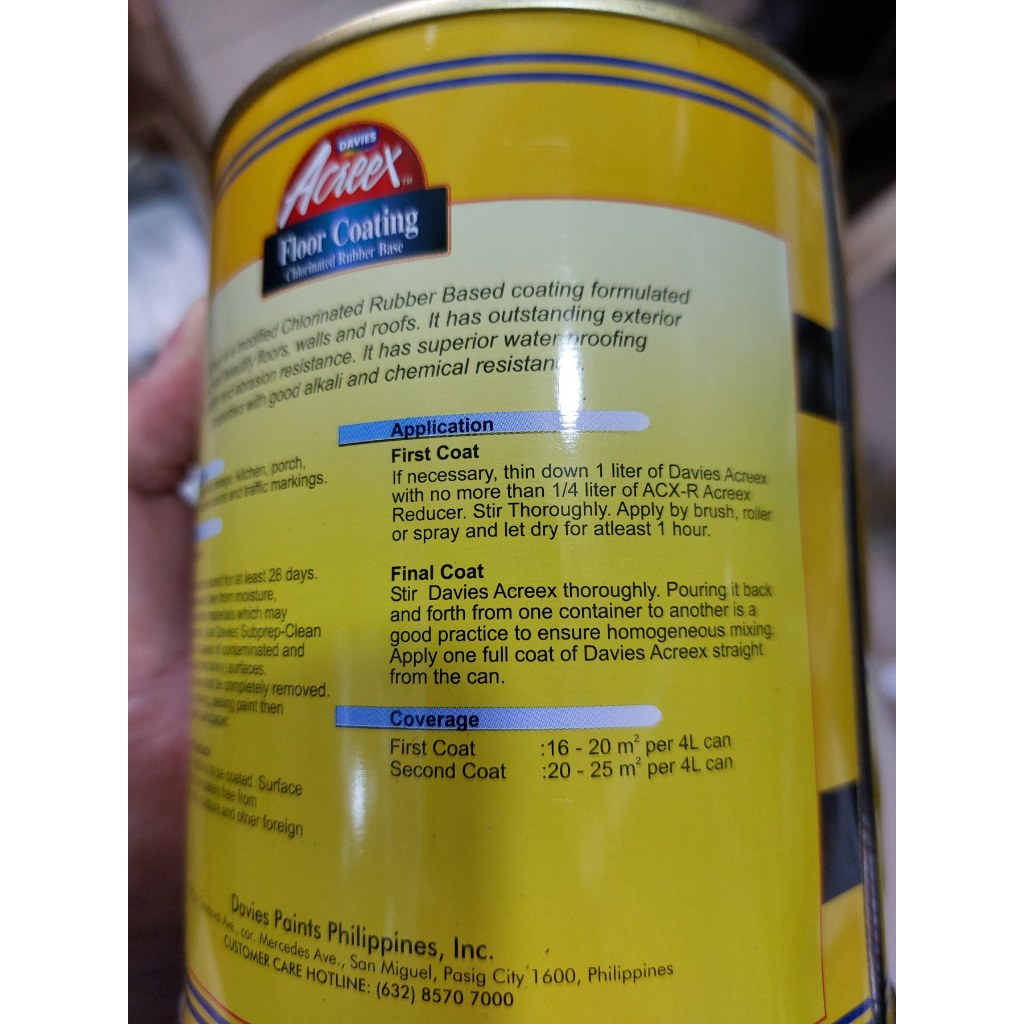 Davies Acreex Rubberized Floor Paint 1Liter Floor Coating | Shopee ...