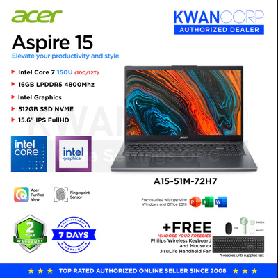 Acer Aspire 15 A15-51M-72H7 Intel Core 7 150U 16GB RAM Intel Graphics ...