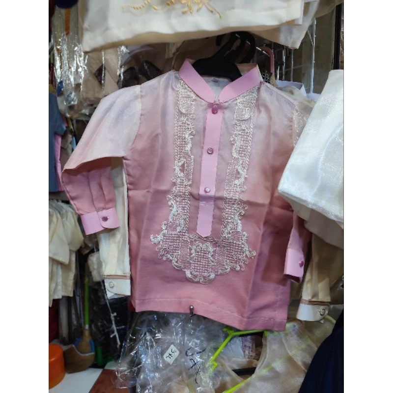 BARONG TAGALOG WITH LINNING KID colored embroidery design kids | Shopee ...