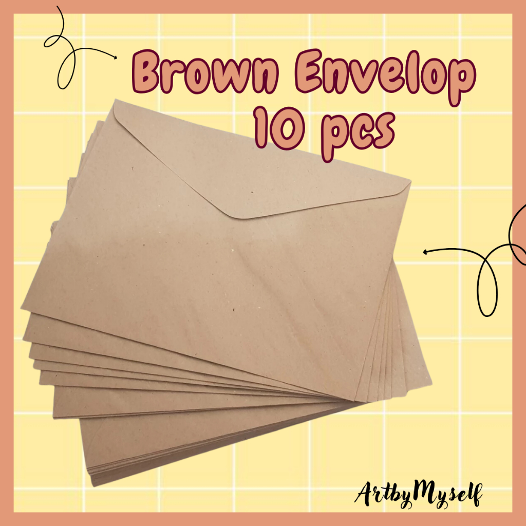 Brown envelop kraft envelop 10 pcs Short/Long | Shopee Philippines