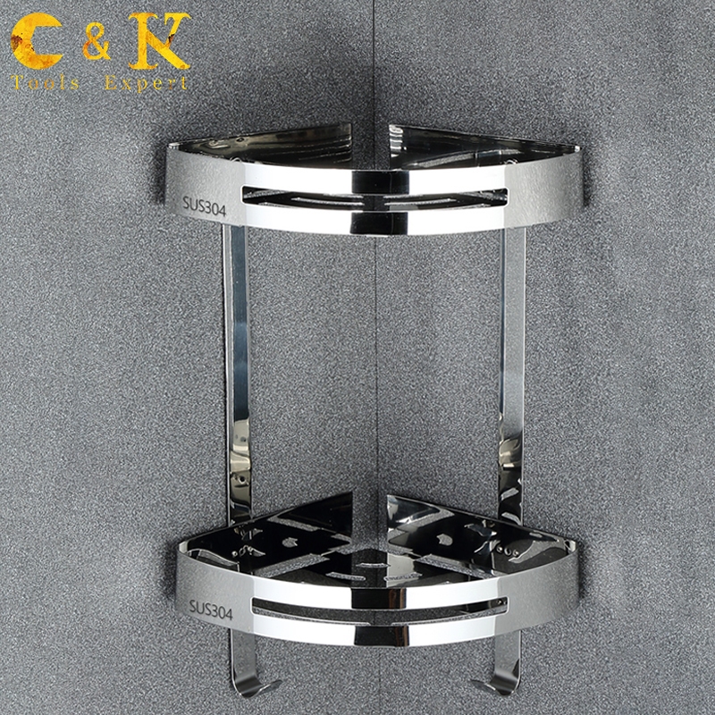 C&K 2 Layer Bathroom Corner Rack SUS304 Stainless Steel Triangular ...