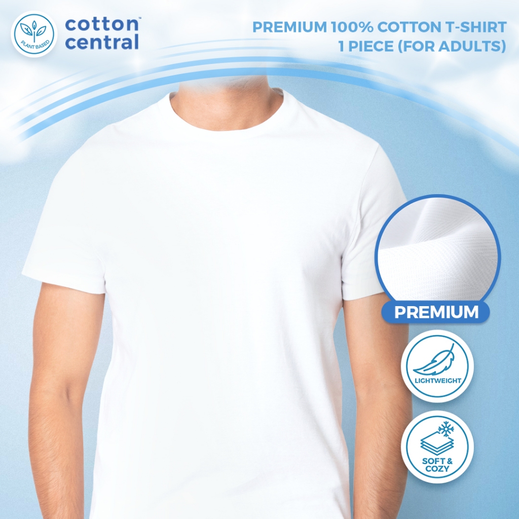 Cotton Central™ Premium Lightweight 100% Cotton T-Shirt Round Neck ...