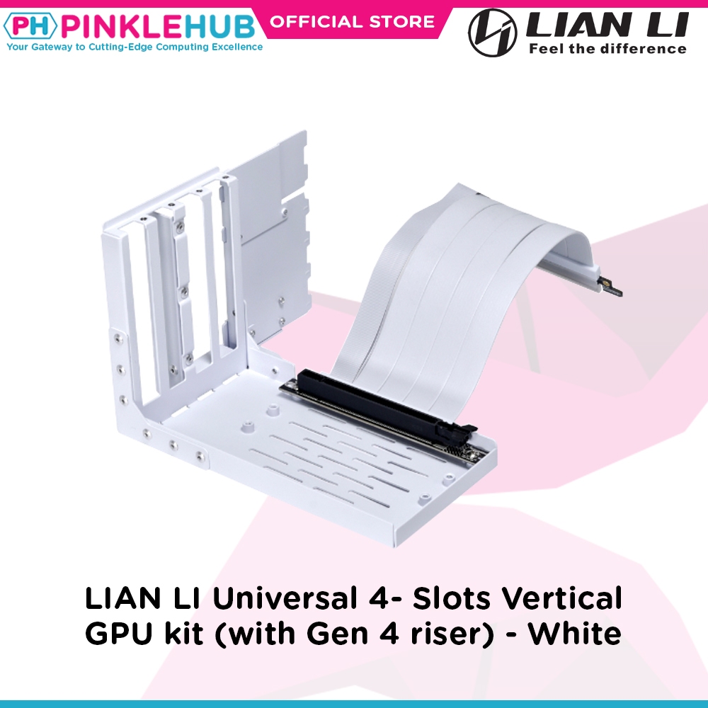 LIAN LI Universal 4- Slots Vertical GPU kit (with Gen 4 riser) - White ...