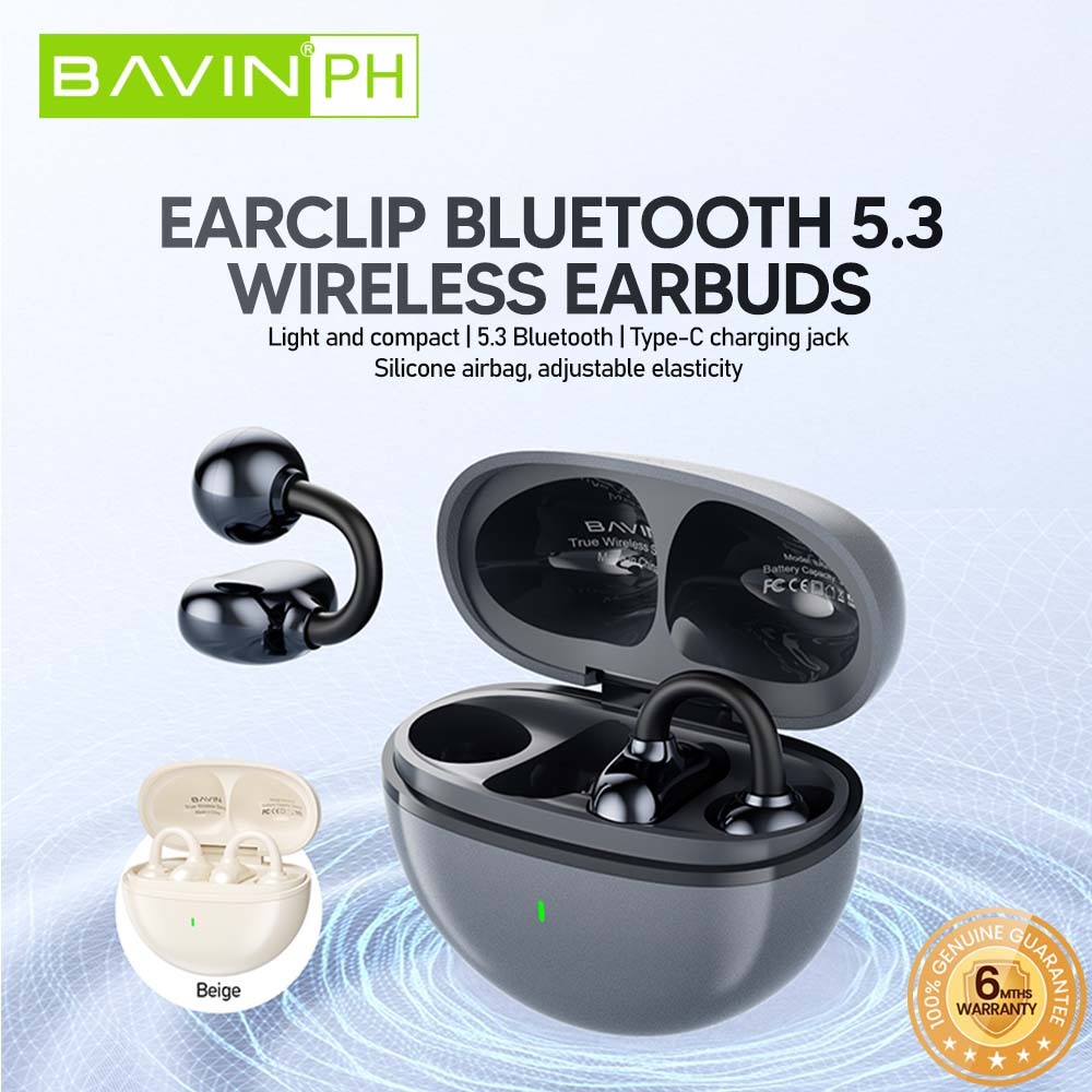 BAVIN BA89 Wireless Ear Clip Bluetooth Earbuds w/ Comfortable Silicone ...