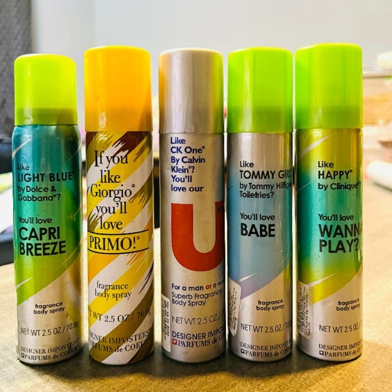 Designer Imposters Body Spray LIKE Ck, LIKE Tommy , LIKE Clinique Happy ...