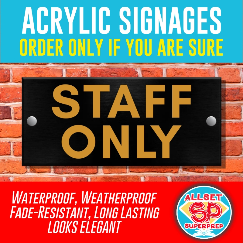 Staff Only Signage Acrylic Plate for Business Office School Restaurant ...