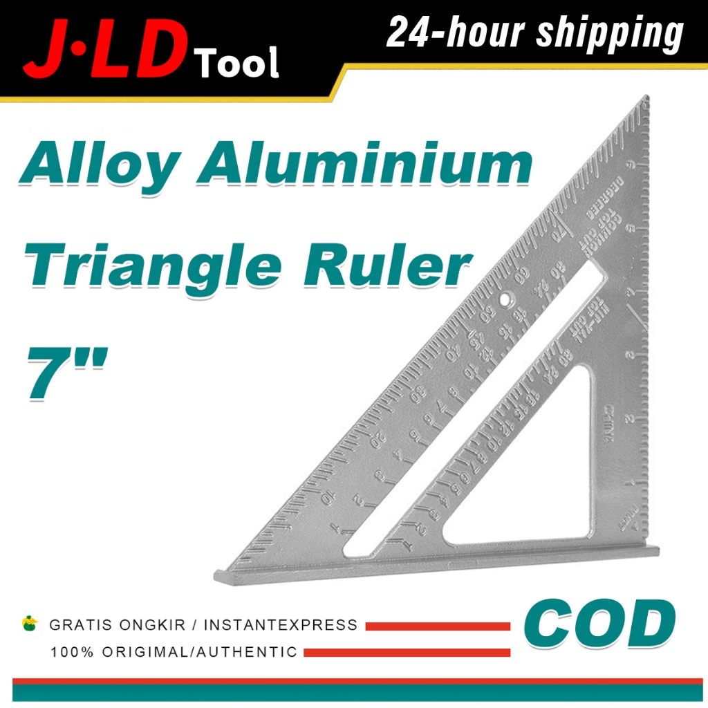 JLD 7 inch square triangle ruler aluminum alloy speed protractor square ...