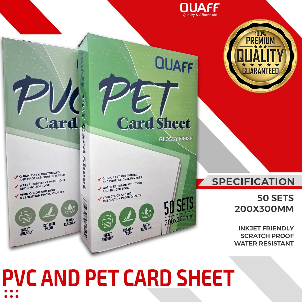 QUAFF PVC/PET Card Sheets 200 x 300mm - 50sets per pack | Shopee ...