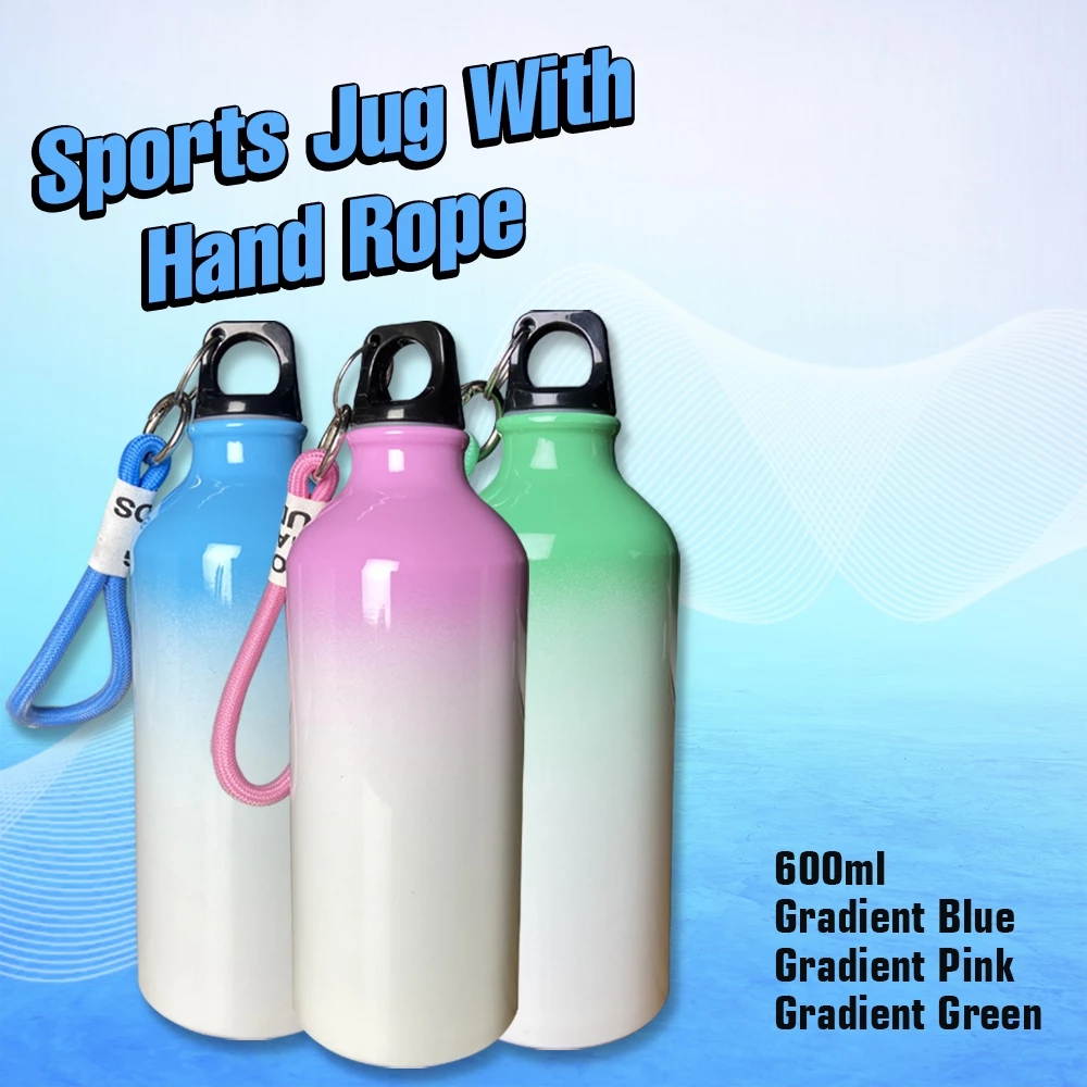 600ml Gradient Sports Jug with Hand Rope Green/Blue/pink for ...