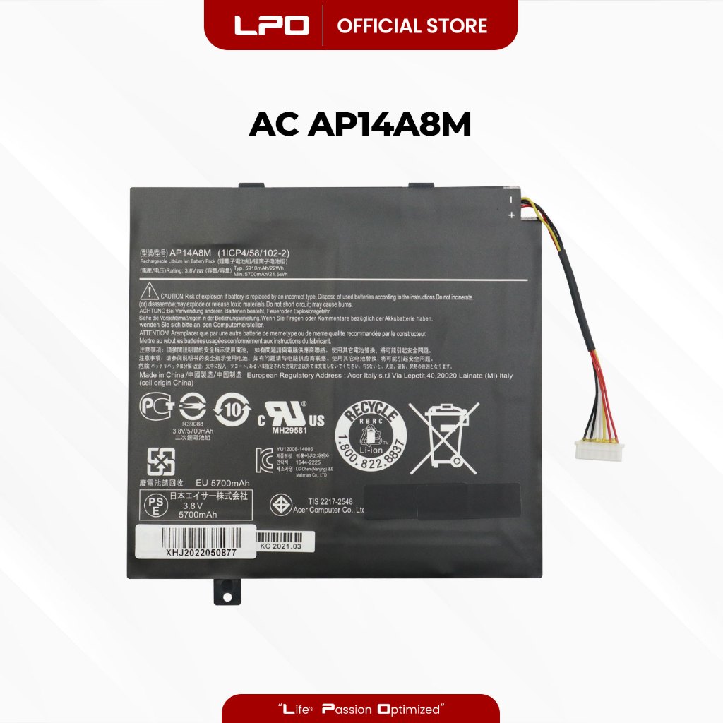 Acer Battery AP14A8M 3.8V / 5910mAh for Acer Aspire Switch 10 SW5-011 ...