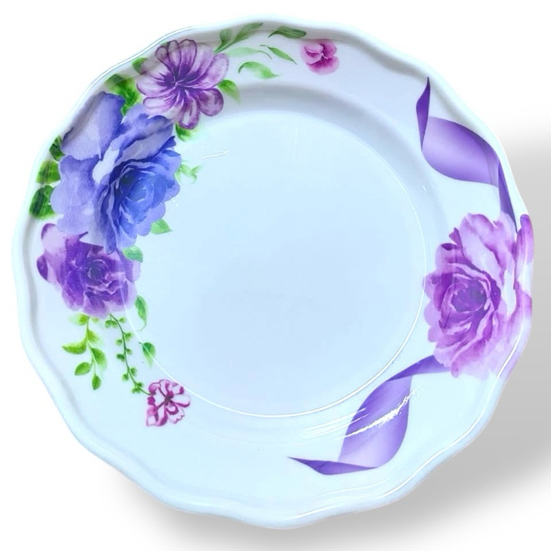 Melamine 9 Inches Violet Rose Wavy Dinner Plates | Shopee Philippines