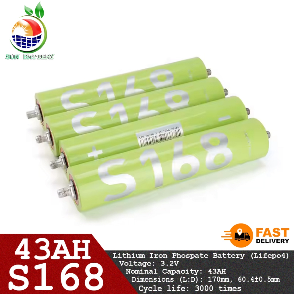 S168 43ah PHOSPHATE LIFEPO4 CELL 4PCS- Cylindrical Rechargeable Battery ...