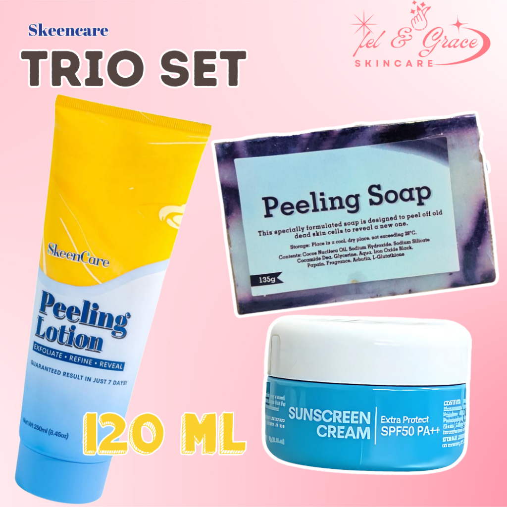 Trio SET SkeenCare Peeling Lotion 120ml, Sunblock Cream 10g, and ...