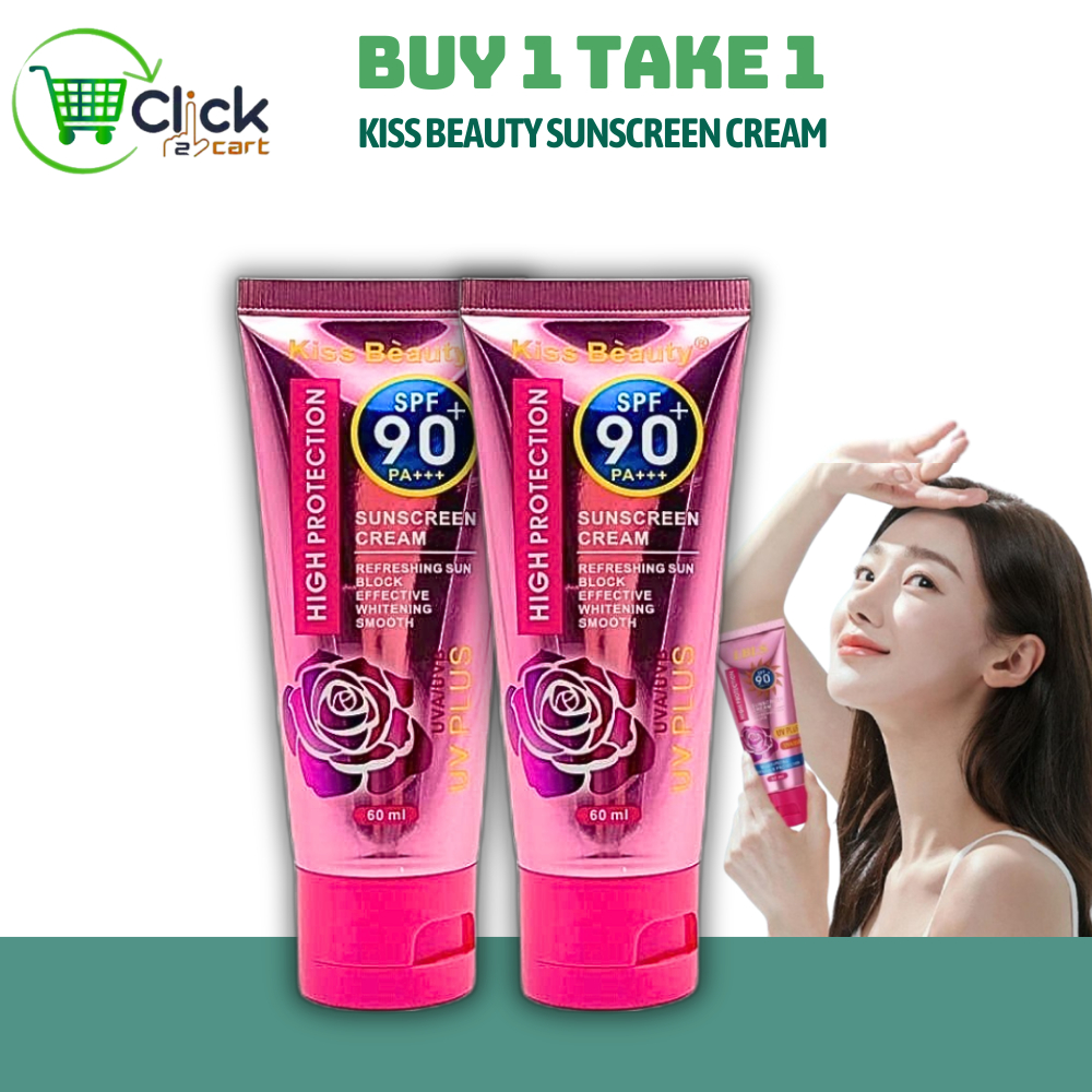 Kiss Beauty Sunscreen spf 90+ PA+++ Waterproof Facial Tinted Sunscreen Cream Skin Care for ...