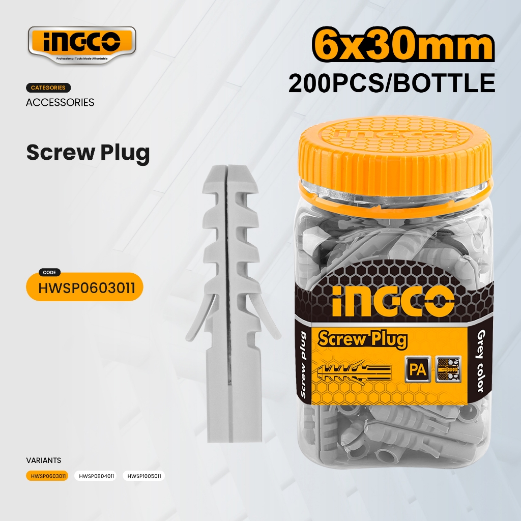 Ingco Plastic Wall Screw Plug Anchors Drywall Fixing Wall Gripper ...