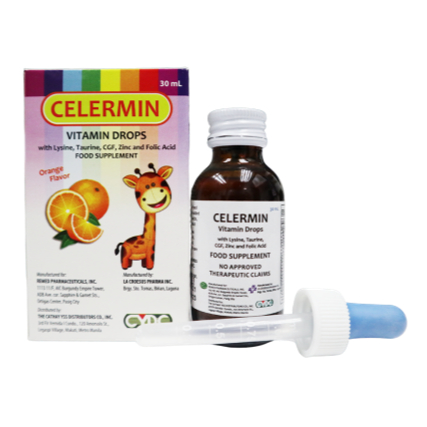 Celermin Drops 30ml- Vitamin Drops with Lysine, Taurine, CGF, Zinc and ...