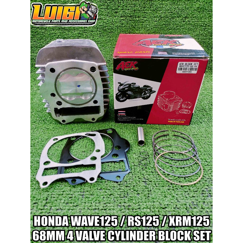 AEK HONDA WAVE 125 / RS 125 / XRM 125 68MM 4 VALVE CYLINDER BLOCK SET ...