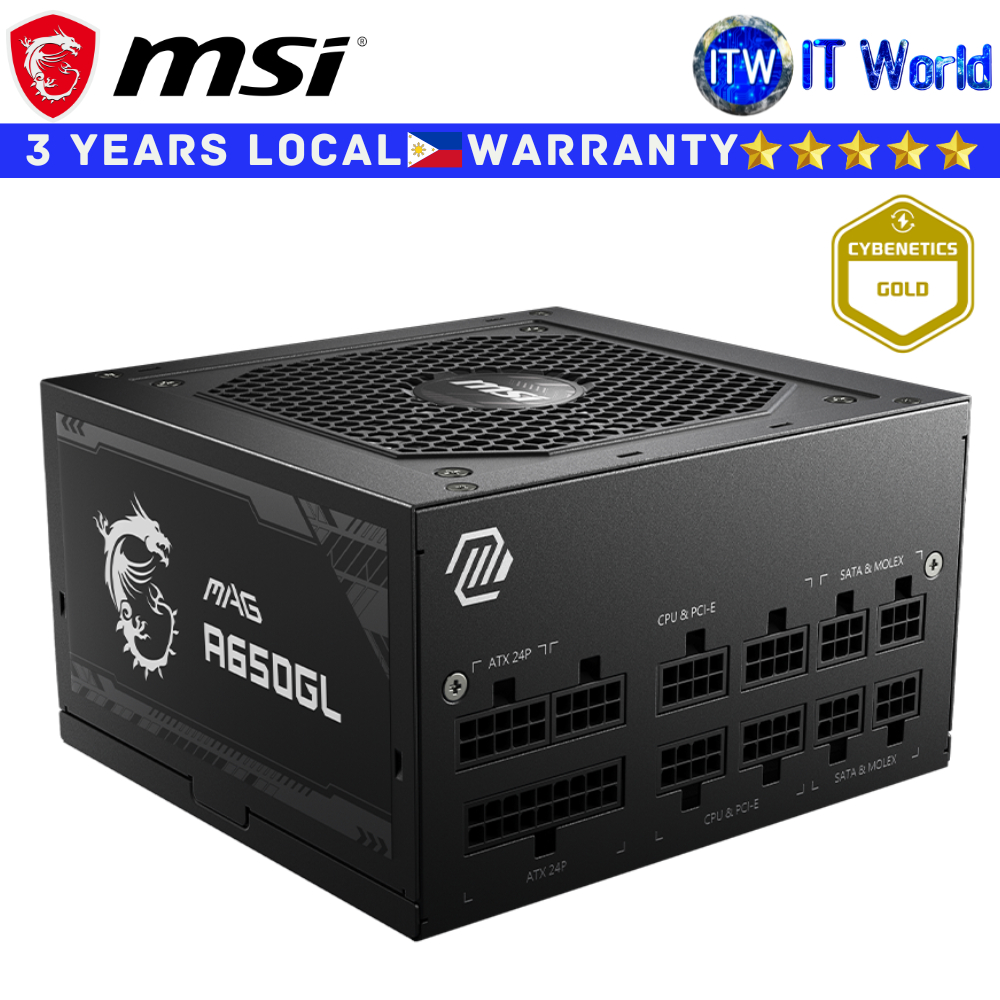 MSI PSU 650W Power Supply Unit A650GL PCIE5 80+ Gold Full Modular Fluid ...